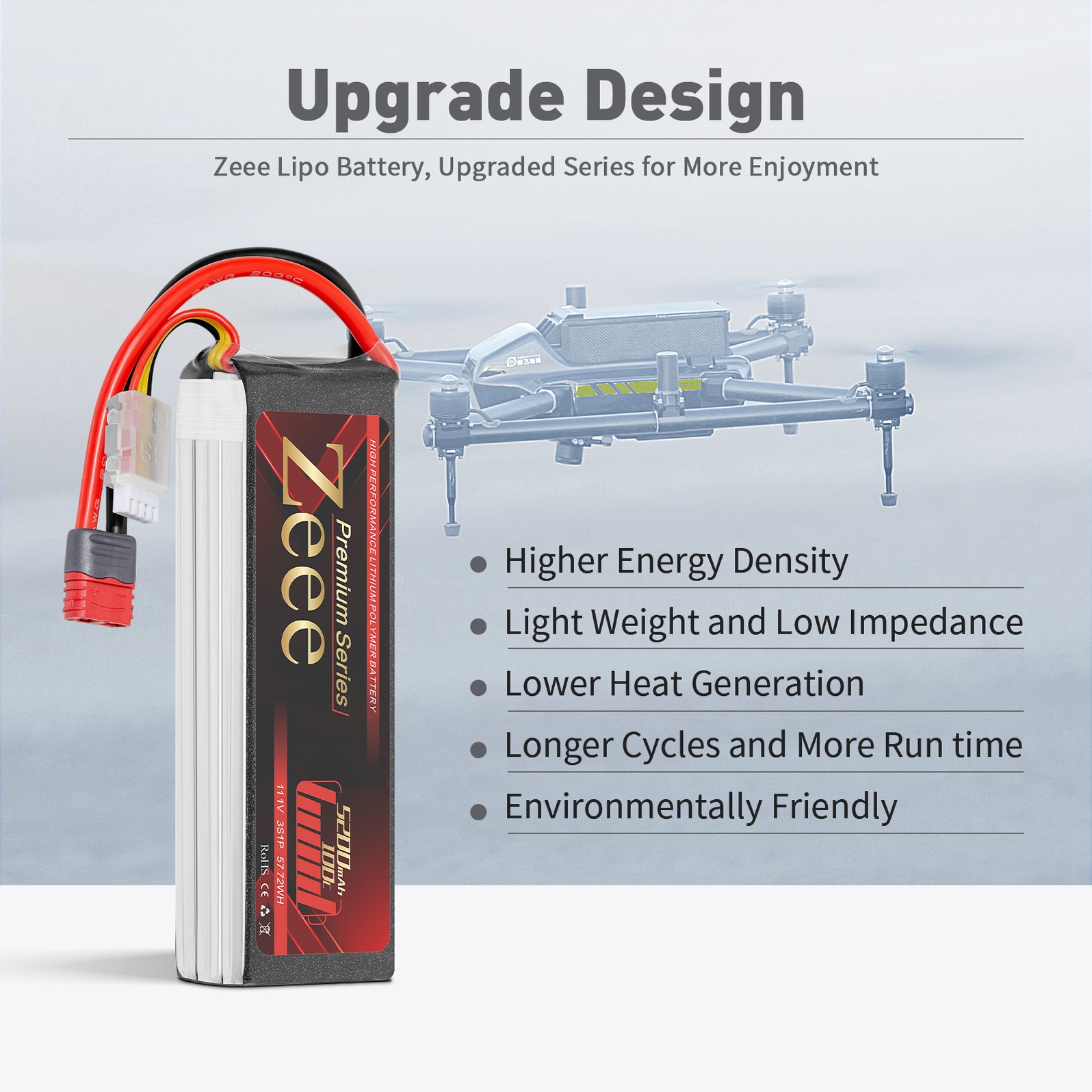 Zeee Premium Series 3S Lipo Battery 5200mAh 11.1V 100C Soft Case with